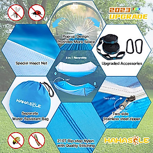 HAHASOLE Camping Hammock with Mosquito Net - Includes Tree Straps & Carabiners - Ripstop Nylon Lightweight & Portable Travel Bed Set with Bug Net for Hiking Backpacking Beach, Easy Setup Outdoor Gear