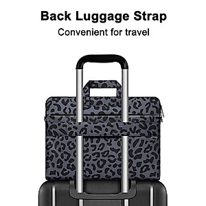 MOSISO Leopard Grain Wrist Rest Support for Mouse Pad&Keyboard Set&Laptop Shoulder Bag Compatible with MacBook Air 15/Pro 16/Pro 15,15-15.6 inch Notebook,Leopard Grain Briefcase Sleeve with Belt,Black