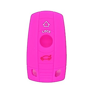 SEGADEN Silicone Cover Protector Case Holder Skin Jacket Compatible with BMW 3 Button Smart Remote Key Fob CV9902 Rose
