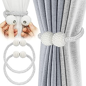 8 Pack Magnetic Curtain Tie Backs with Pearls,Modern Curtain Holdbacks Strap,Decoration for Kindergarten,Outside and Inside Drapes