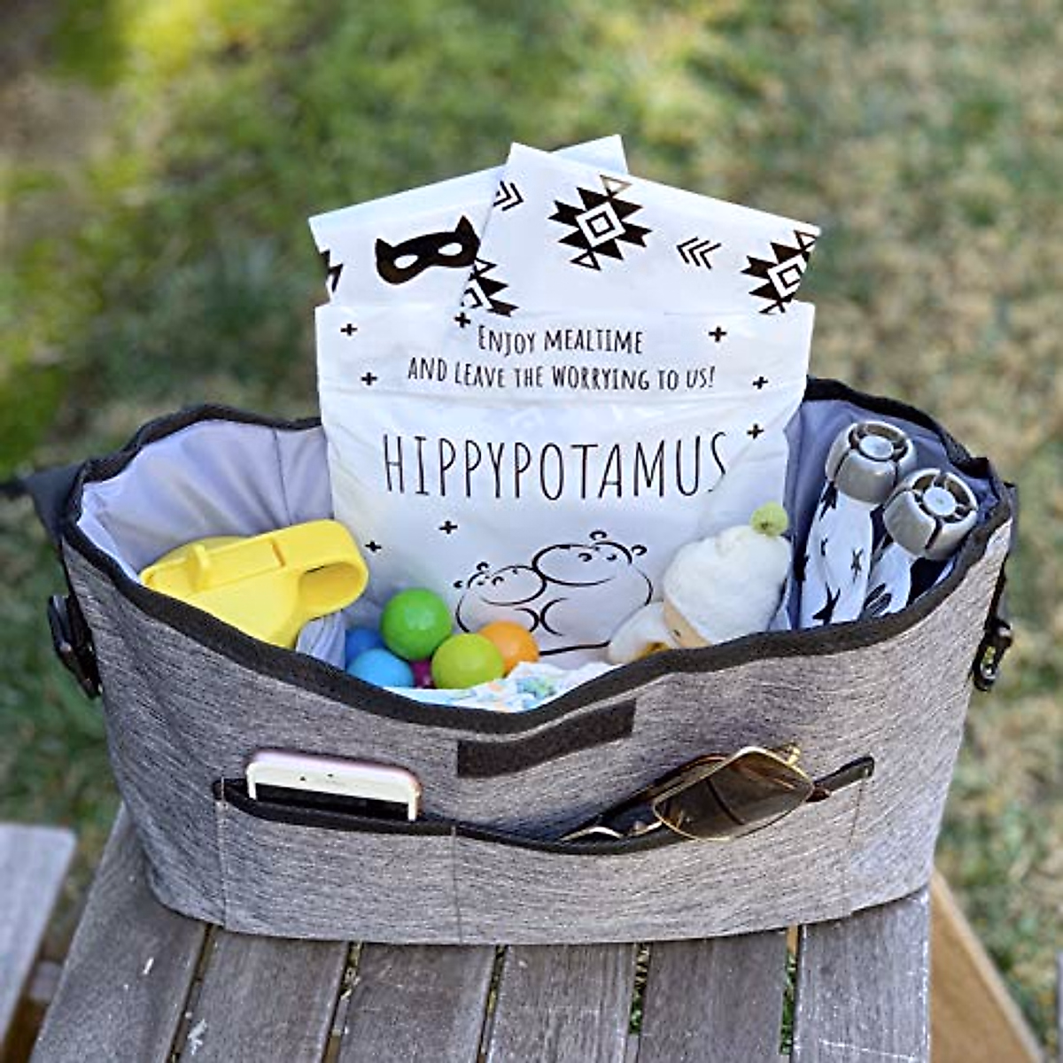 Hippypotamus Disposable Placemats Baby - Pack of 45 BPA Free Table Toppers for Kids and Toddlers - Extra Sticky Travel Mat for Restaurant (Cream/Sage/Blush)