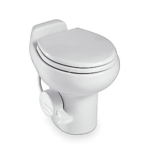 Dometic Sealand 510 Plus RV/Marine Toilet -Foot Pedal Flush with Elongated Enameled Wood Seat - Standard Height - Efficient Water Consumption Eco-Friendly Flush