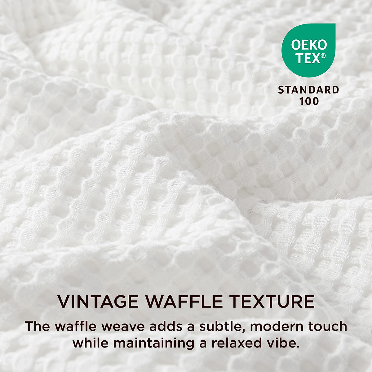 Bedsure Waffle Duvet Cover King - Moisture-Wicking Cotton Blend Rayon Derived from Bamboo Duvet Cover for Hot Sleepers, Cooling Bedding Set with a Vintage Charm, 3 Pieces (Coconut White, 104"x90")