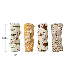 Creative Co-Op Cotton Burp Cloth with Pattern