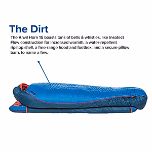 Big Agnes Anvil Horn (650 DownTek) Sleeping Bag, 15 Degree, Wide Long, Left Zip