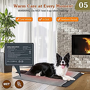 VavoPaw Pet Heating Pad for Dogs,Dog Cat Heating Pad with Temperature Adjustable & Timer,Electric Heating Pad Waterproof Dog Heated Blanket Indoor Heated Cat Bed, 31.49x35.43 Inch/80x90CM