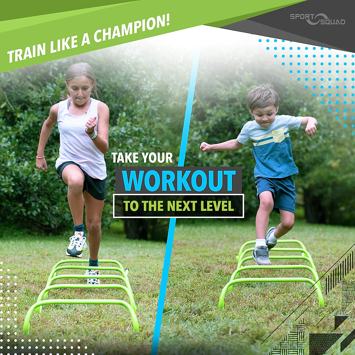 Sport Squad Speed Hurdles - 7" PVC Agility Training Hurdles - Pack of 5 Hurdles - Perfect for Soccer, Football, or Plyometric Training - Lightweight and Compact Storage