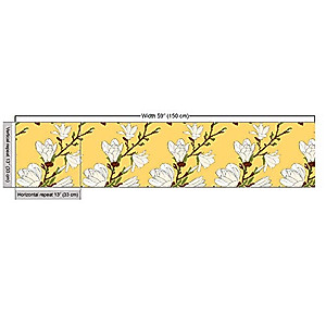 Ambesonne Floral Fabric by The Yard, Retro Magnolia Tree Branch Flourishing Fragrance Blossoms Pattern Print, Decorative Fabric for Upholstery and Home Accents, 1 Yard, Mustard Brown