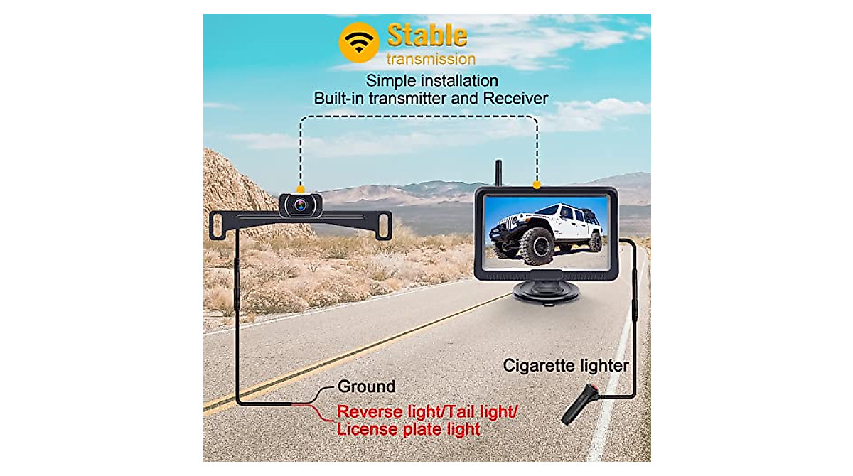 Wireless HD Backup Camera with 5-Inch Monitor - Stable Digital Signal