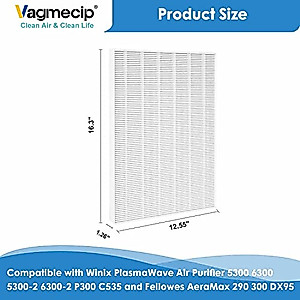 Vagmecip 115115 Size 21 Replacement Filter A Compatible with Winix C535, Winix PlasmaWave 5300, 6300, 5300-2, 6300-2, P300 Plasma wave Air Purifier, True HEPA Filter - 3 Pack