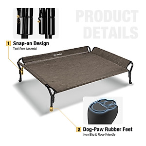 Veehoo Cooling Elevated Dog Bed, Guardrail, Chewproof Frame with Washable & Breathable Teslin Mesh, Non-Slip Dog Sofa Bed Cot for Indoor & Outdoor, X Large, Brown