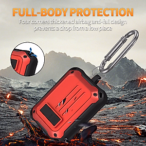 AIBEAMER Case for Sony WF-1000XM4 (2021), Secure Lock Cases Compatible with XM4 Protective Cover with Carabiner (Red)