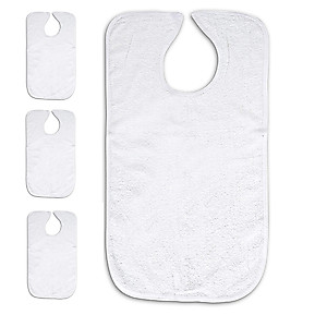 Personal Touch Deluxe Terry Adult Bibs with Closure, 100% Cotton, 3-Pack Size 18X30 (White)