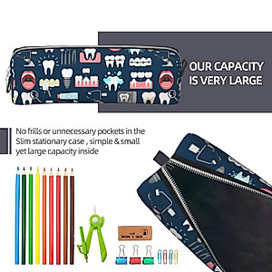 QLIEERE Dentist Dental Teeth Doctor Pencil Case Pouch Pen Holder Leather Pencil Bags Box Organizer Zipper Cosmetic Makeup Storage Bag