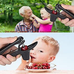 Cherry Pitter - Heavy-Duty Olive and Cherry Pitters Corer Tool with Space-Saving Lock Design, Multi-Function Cherries Stoner Seed Remover Tool for Making Cherry Jam (Black)