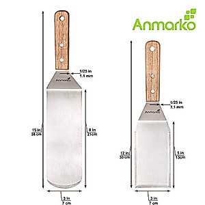 Metal Spatula Set - Griddle Long Spatula - Teppanyaki spatulas - Griddle Scraper and Pancake Flipper or Hamburger Turner - Stainless Steel Utensil great for BBQ Grill Flat Top - Commercial Grade