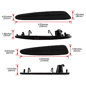 NSLUMO LED Side Marker Lights for Chevy Corvette C6 Z06 ZR1 2005-2013 Smoked Lens Amber Front & Rear Red C6 Marker Lights Replace OEM Sidemarker Lamps