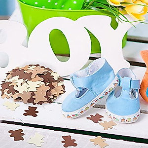 500 Pieces Bear Shaped Confetti Baby Shower Cream Brown Paper Confetti Sprinkles Bear Table Confetti for Boy Girl Home Party Table Decorations (1.2 Inch, Solid Style)