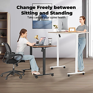 KORGOL Curved Electric Standing Desk 48 x 24 Inches Adjustable Height Ergonomic Sit Stand Up Desk for Home Office Computer Workstation Memory Preset with Wheels and Black Frame/Black Top