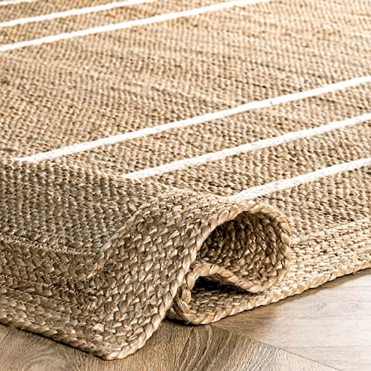 nuLOOM Caile Hand Loomed Raised Geometric Jute Area Rug, 10' x 14', Ivory