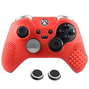 Antil-Slip Silicone Controller Cover Protective Case for Xbox One Elite Controller Soft Cover Skin with 2 Thumb Grips(Red)