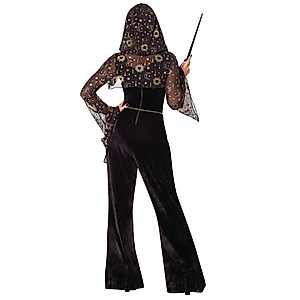 Spirit Halloween Adult Spellbinding Witch Jumpsuit Costume - XL | Witch Outfit | Black Velour Jumpsuit with Sheer Bell Sleeves