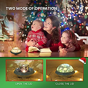O WOWZON New Night Light Musical Projector for Kids, Star Light Projector for Bedroom, 5 Lighting Modes Mood Lights for Baby Kids Room with Remote Control,7 Sets of Film,255 Stories&Songs