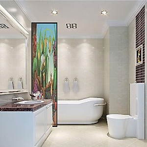 3D Decorative Film Privacy Window Film No Glue,Animal Decor,Ladybug Butterfly Bee in Exotic Garden Botany Cute Kids Nursery Themed Cartoon Art,Multi,for Home&Office