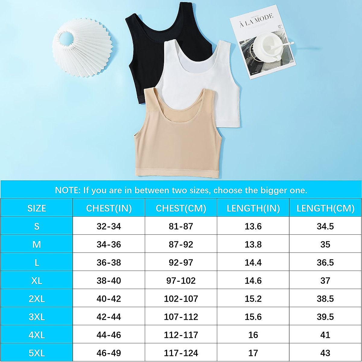 GCTBL Half Chest Binder for Transgender FTM Pullover Slim Fit Summer Tank Top (B, M)