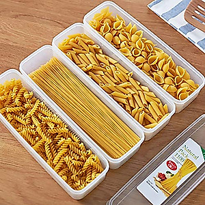 RAYNAG 2 Pack Pasta Containers Storage Spaghetti Noodles for Refrigerator/Pantry Airtight Spaghetti Keeper Box Clear Plastic Rectangular Pasta Horizontal Storage Canister