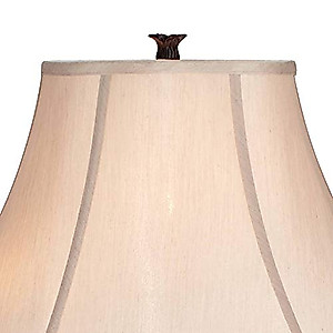 Barnes and Ivy Traditional Standing Floor Lamp Multi 4-Light 63" Tall Antique Bronze Copper Gold Tortoise Glass Font Fabric Bell Shade Candelabra Decor for Living Room Reading House Bedroom