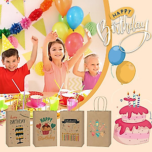 Moretoes 50pcs Paper Bags with Handles, 5.25x3.2x8 Inches Kraft Small Gift Bags, Wrapping Gift Paper, Small Paper Bags, Party Favor Bags for Birthday Wedding, Brown