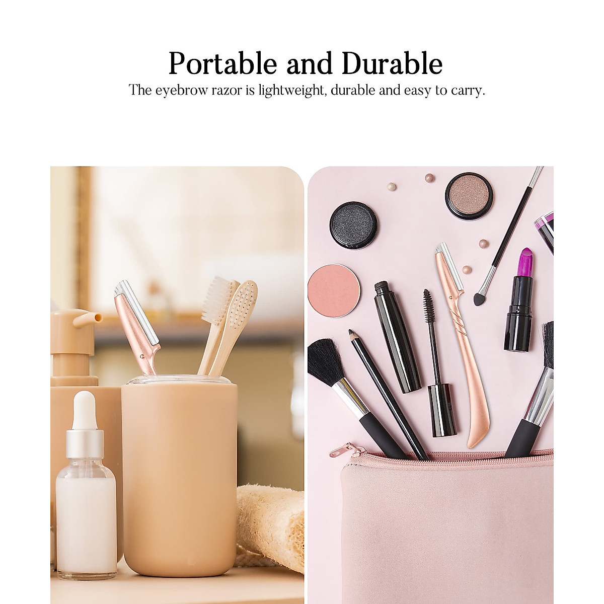 ennva Eyebrow Razor for Women-Eyebrow Trimmer Dermaplaning Tool-Ergonomic Eyebrow Shaper & Facial Razor for Peach Fuzz-Exfoliating Face Razor for Eyebrows-Eye Brow Shaver Razors w/7 Blades- Rose Gold