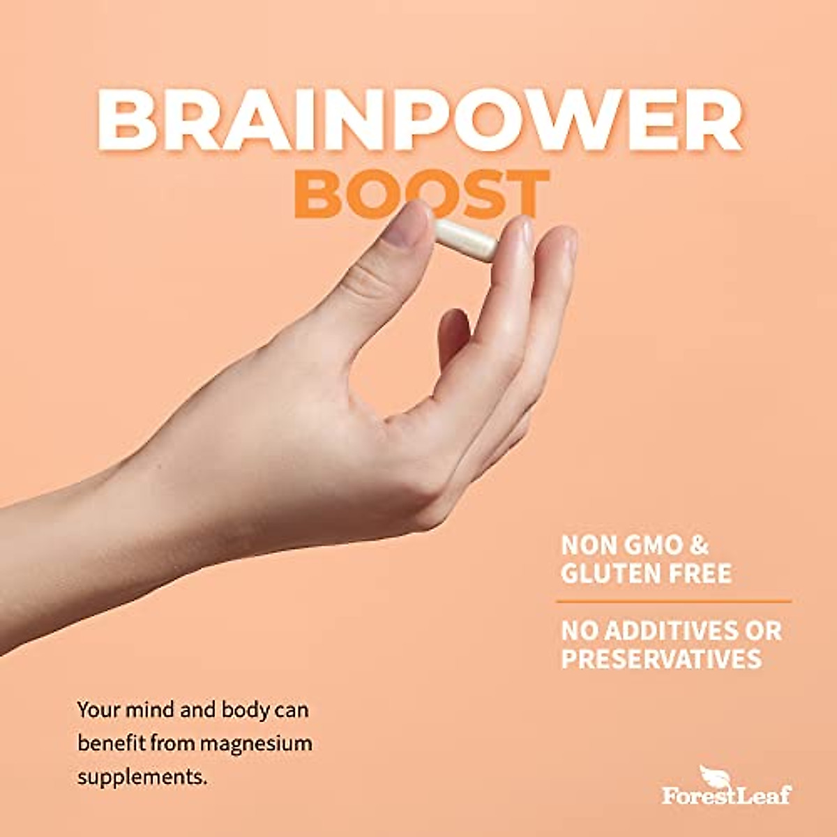 Magnesium L-Threonate Capsules - 2000mg Original Magtein Formula - Patented & Clinically Studied Magnesium Supplement for Focus, Memory, Brain & Sleep Support, Mag Threonate for Women & Men (90 Count)