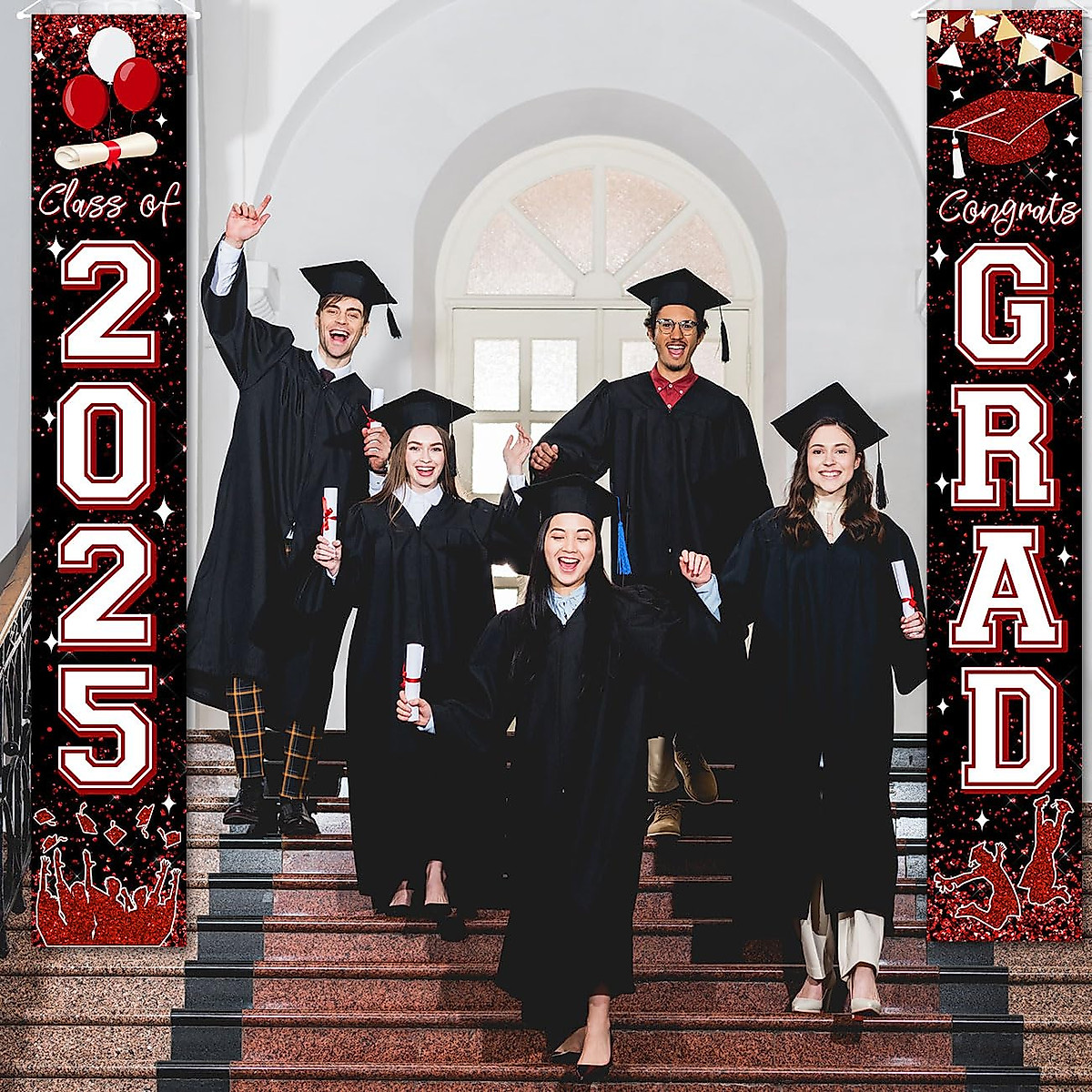 Class of 2023 Banner Maroon Graduation Party Decorations Congrats Grad Banner Hanging Door Porch Signs for 2023 University and Senior High School Graduation Decorations