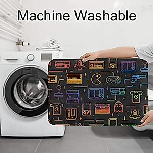 3 Pieces Bathroom Rugs Set Game Video Gaming Pattern Print 3 Pieces Bathroom Rugs Set Bath Mat+Contour+Toilet Lid Cover Bathroom Antiskid Pad