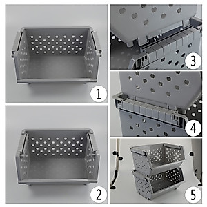 Ucake 4 Pack Stackable Detachable Storage Baskets, Stacking Bins for Organizing Grey White