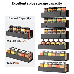 Hleelomi 6 Pack Magnetic Spice Rack Organizer Storage for Refrigerator and Oven, Fridge Organizers and Shelf