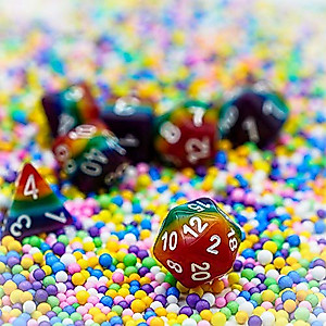 Cusdie Rainbow Dice DND Polyhedral Dice Sets for Dungeons and Dragons Role Playing Game (Rainbow-Opaque)