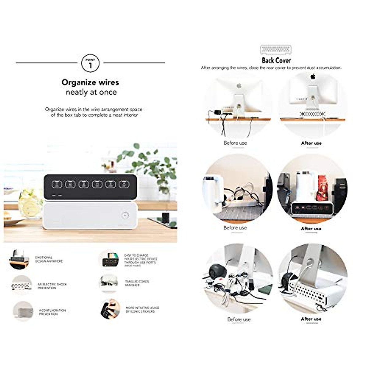 A-Blue BOXTAP Cord Organizer + 3 USB Port Design multitap