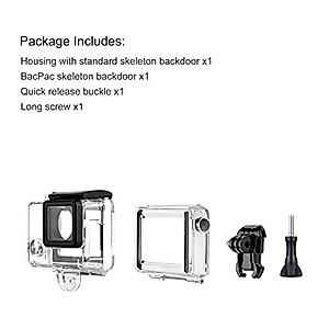 SOONSUN Side Open Skeleton Housing Case for GoPro Hero 4 Black, Hero 4 Silver, Hero 3+, Hero 3 Cameras with LCD Touch Backdoor and Skeleton BacPac Backdoor for Extended Battery or Bacpac Screen