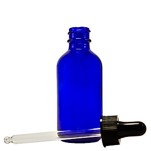 GreenHealth Cobalt Blue 2 Oz (60ml) Glass Bottles with Glass Droppers (6 Per Package)