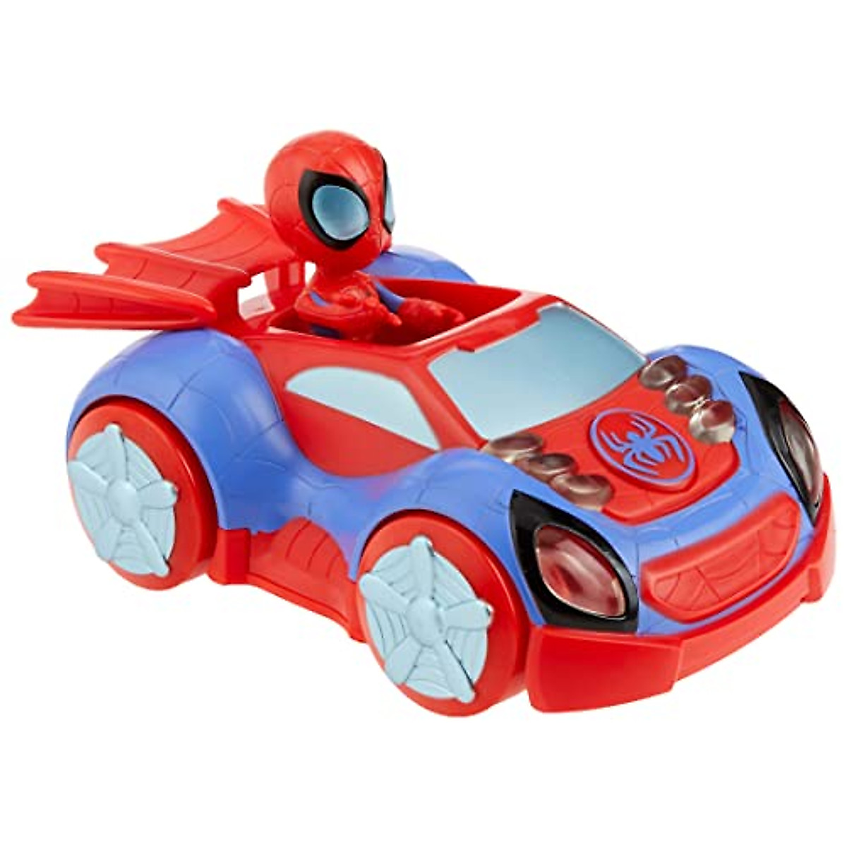 Hasbro Marvel Spidey and His Amazing Friends Glow Tech Web-Crawler Toy Car, with Spidey Action Figure, Preschool Toys, Super Hero Toys for 3 Year Old Boys and Girls and Up, Lights & Sounds