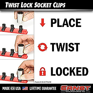 Ernst Manufacturing 3/8-Inch Dura-Pro Twist Lock Socket Clips, 15-Pack, Black - 8441