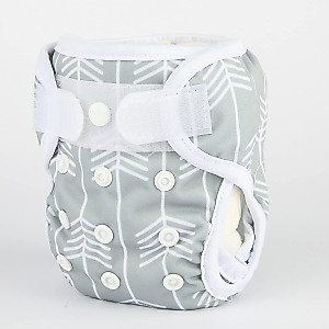 Newborn Baby Cloth Diaper Cover Nappy Hook and Loop (Grey Arrow)