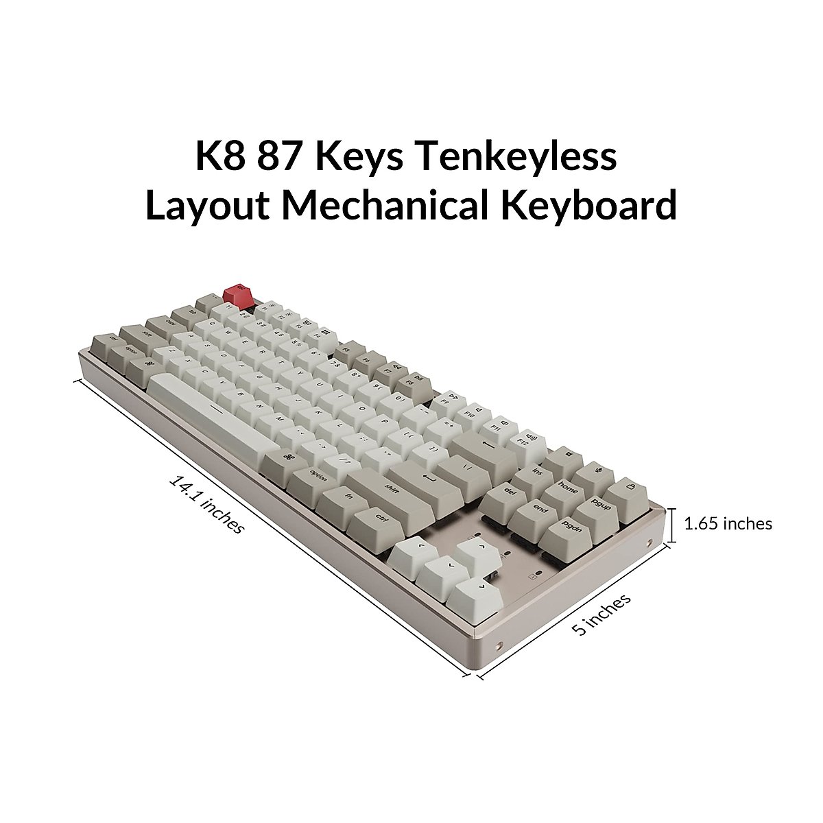 Keychron K8 87 Keys Tenkeyless Layout Wireless Bluetooth Mechanical Keyboard for Mac, Multitasking Type-C Wired Gaming Keyboard for Windows with Keychron Mechanical Brown Switch Aluminum Frame