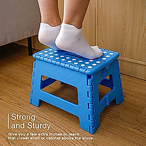 Folding Step Stool, 9 inch Collapsible Stool Premium Heavy Duty Stepping Stool Portable Foldable Step Stools for Adults Kids, Kitchen Garden Bathroom RV, Small Stool, White