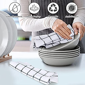 Oven Mitts and Kitchen Towels and Dishcloths Sets, 500 Degree Heat Resistant Kitchen Mitts and Pot Holders, Kitchen Washcloth Towel Set, Pure Cotton Kitchen Hand Towels Sets Hanging Loop 10PCS Gray