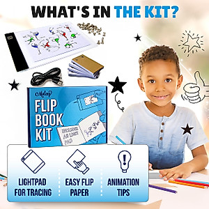 Flip Book Kit - LED Lightbox for Drawing and Tracing & 240 Sheets Animation Paper for Flip Books A5 Flipbook Kit: Led Light Box/Light Tablet for Tracing Flip Book Paper with Screws Flipbook Light Pad