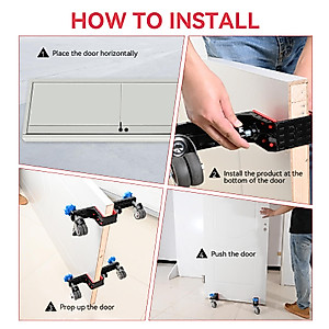 Door Installation Dolly Kit with Wheels - Interior Door Install Tools for Most Pre-Hung or Slab Doors, Plywood Dolly Protect Your Back – Commercial & Residential Use (Black)
